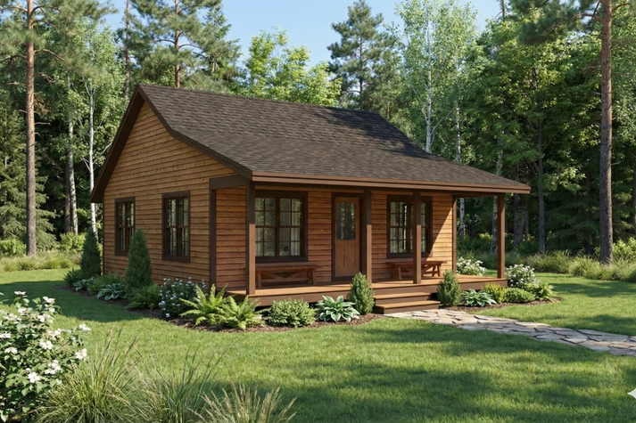 1 Bedroom Cabin Plan with Porch | PDF Download | OFD – One-Five Design Co.